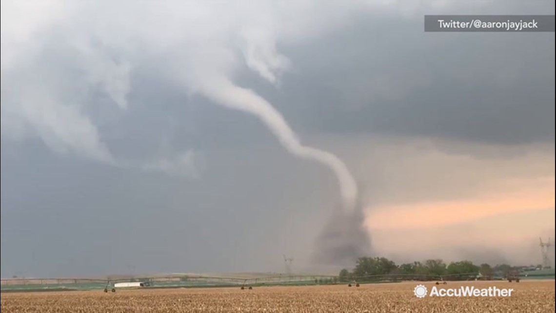 Spectacular footage of twister as it touches down in field | krem.com