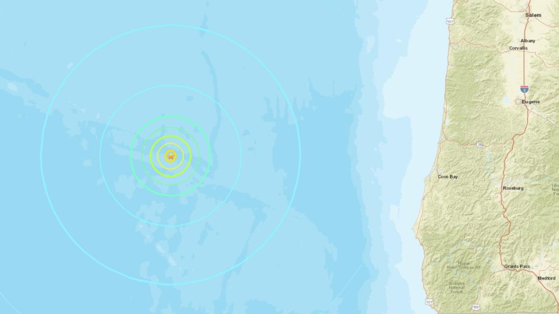 6.0 earthquake strikes off Oregon Coast, 173 miles west of Bandon ...