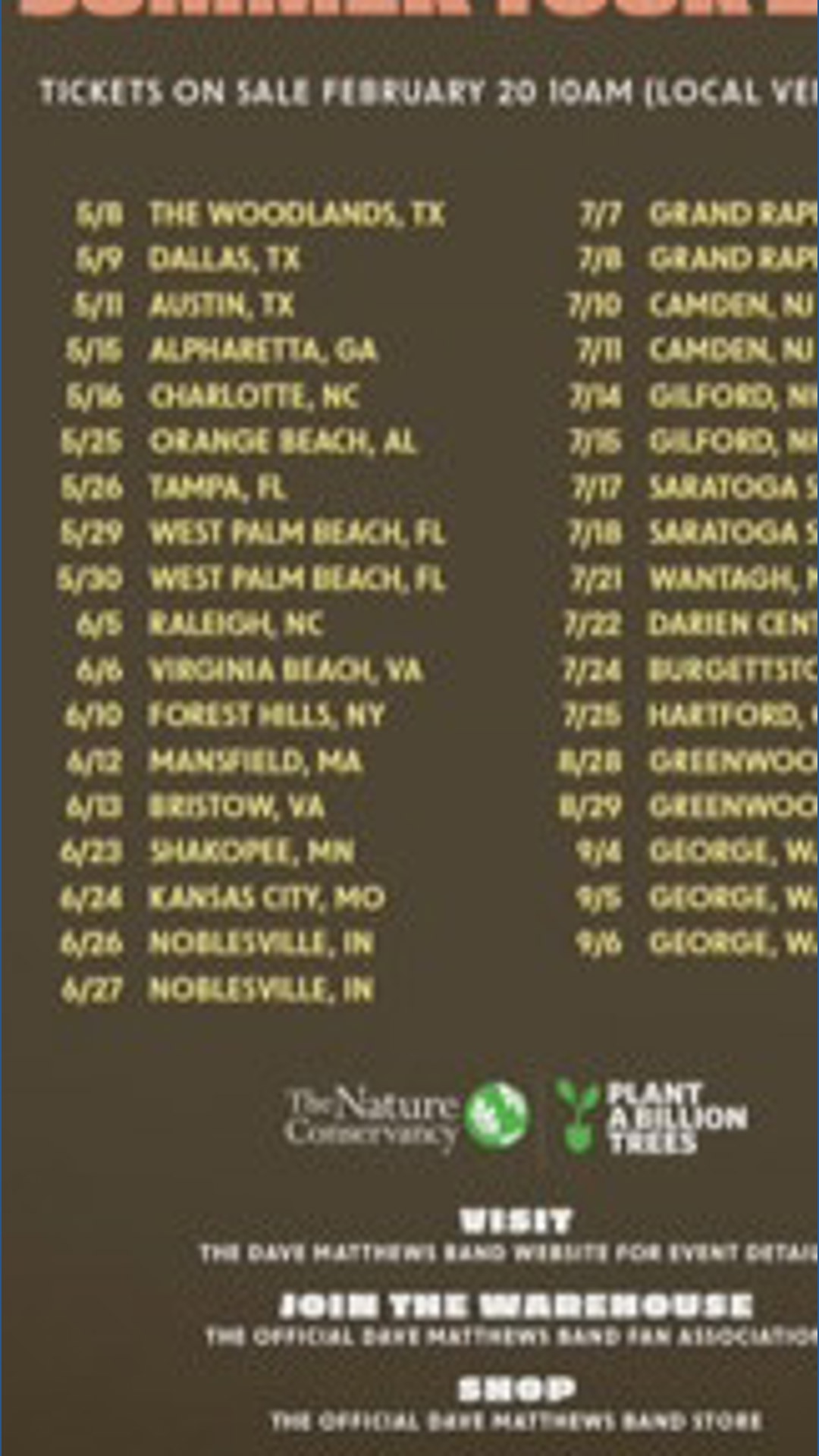 Dave Matthews Band will launch its 2026 summer tour with a zero-waste ...