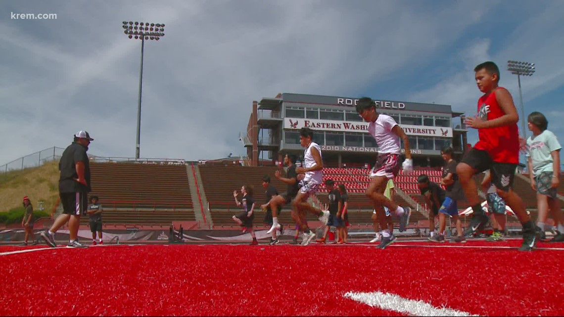 Football camp for Native youth held at EWU's Roos Field | krem.com