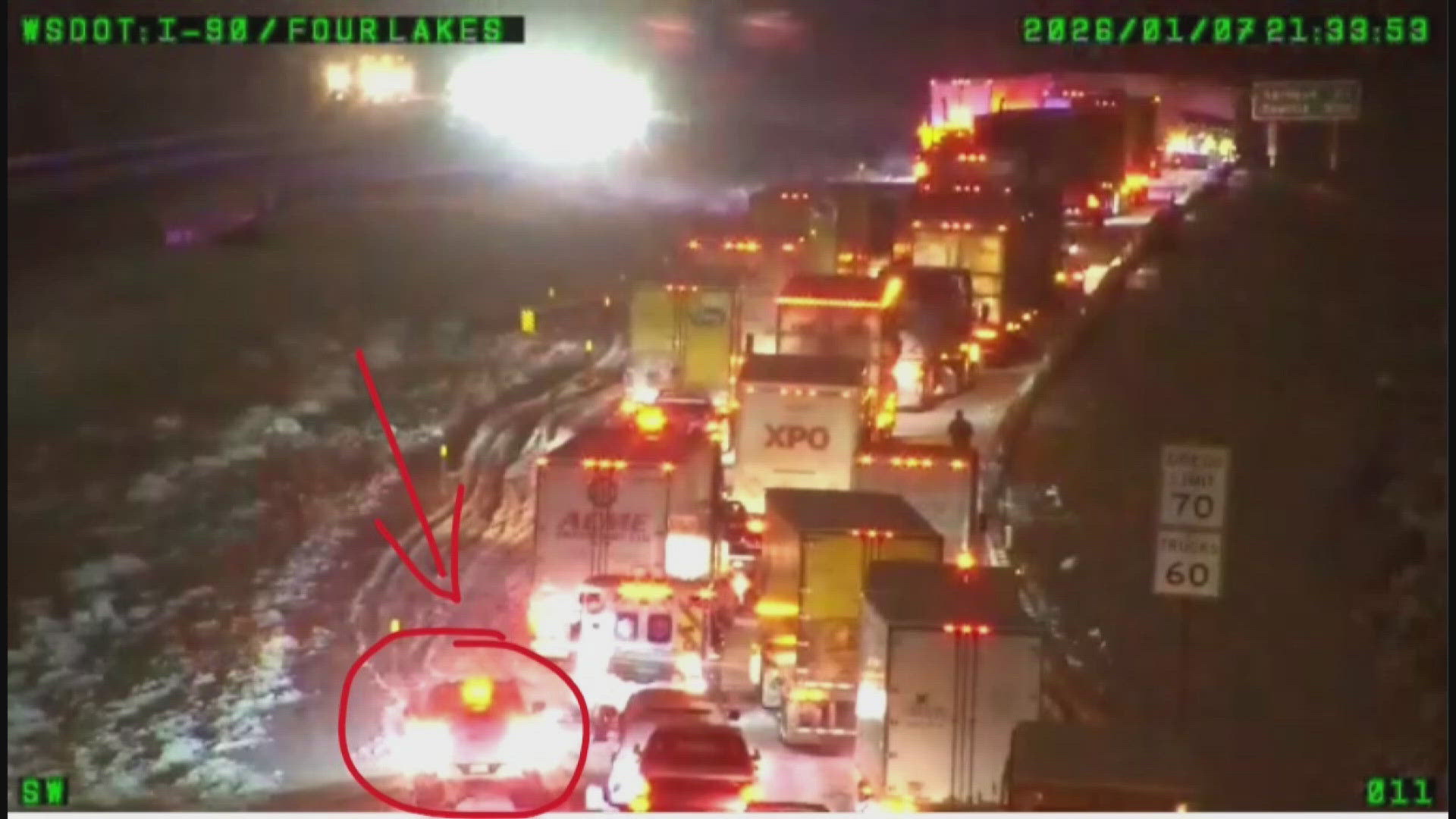 Traffic Impact Alert: All westbound I-90 lanes near Four Lakes ...