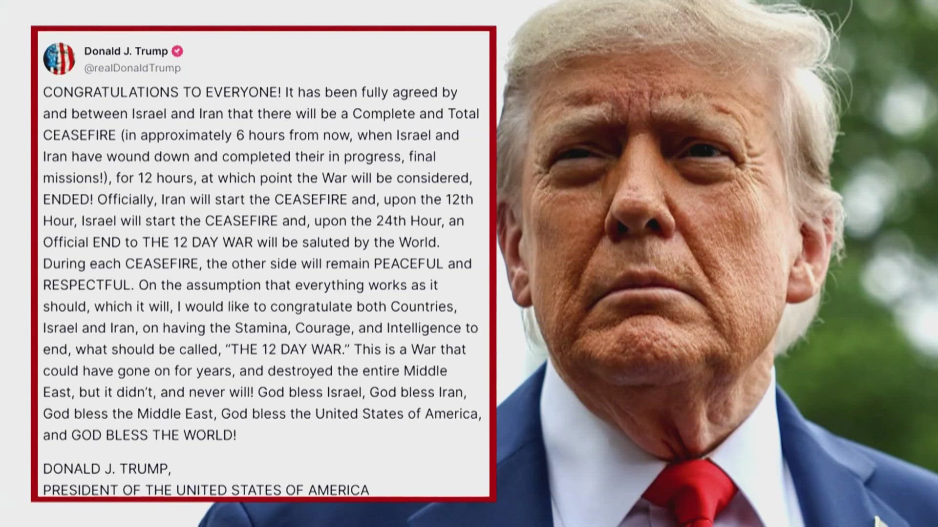 Trump holds out reported Israel-Iran ceasefire deal as validation for his gamble of US ...