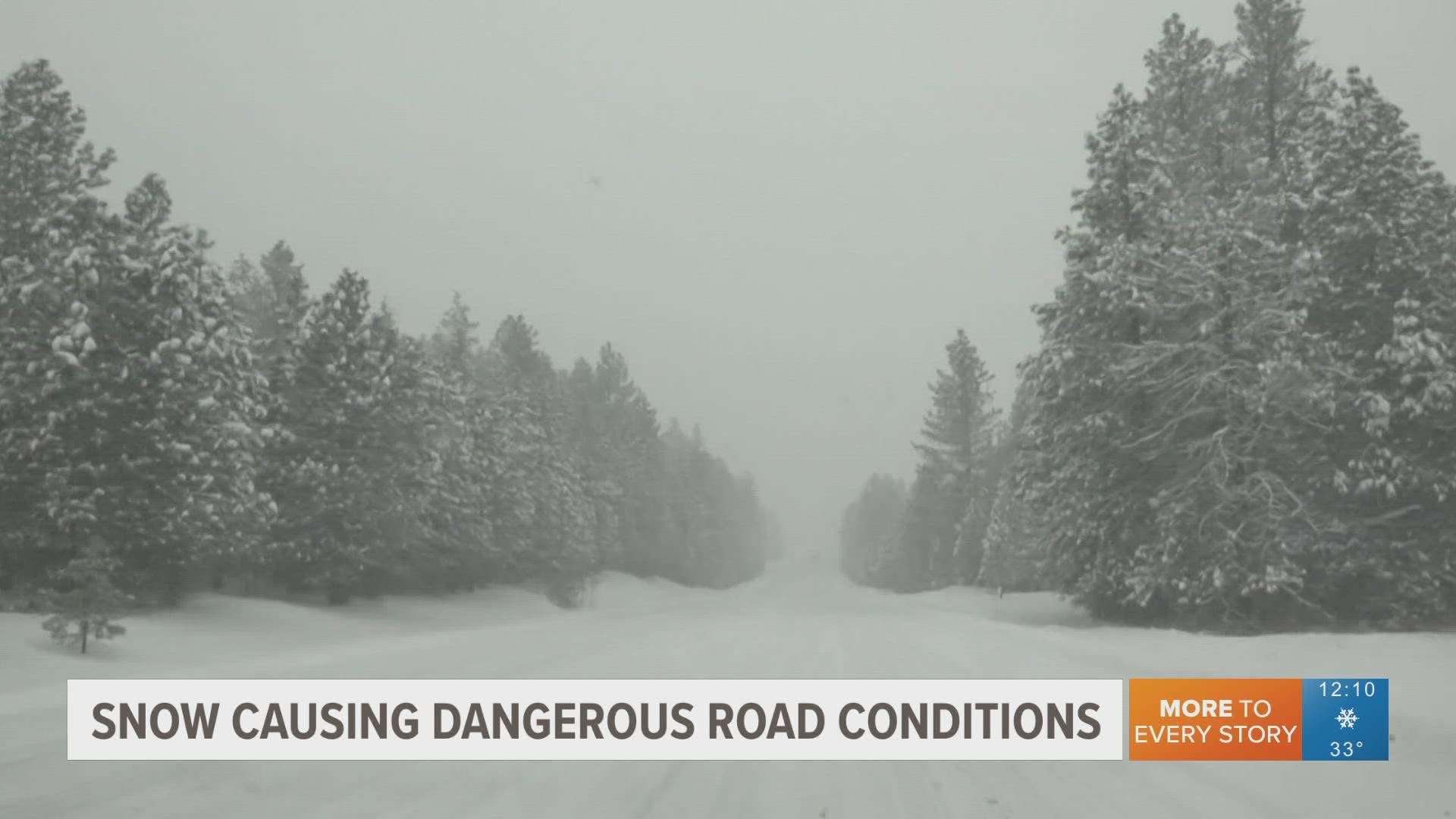 Snow causing dangerous road conditions throughout Inland Northwest ...
