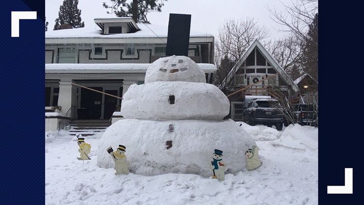 Spokane man builds massive snowman in his front yard | krem.com