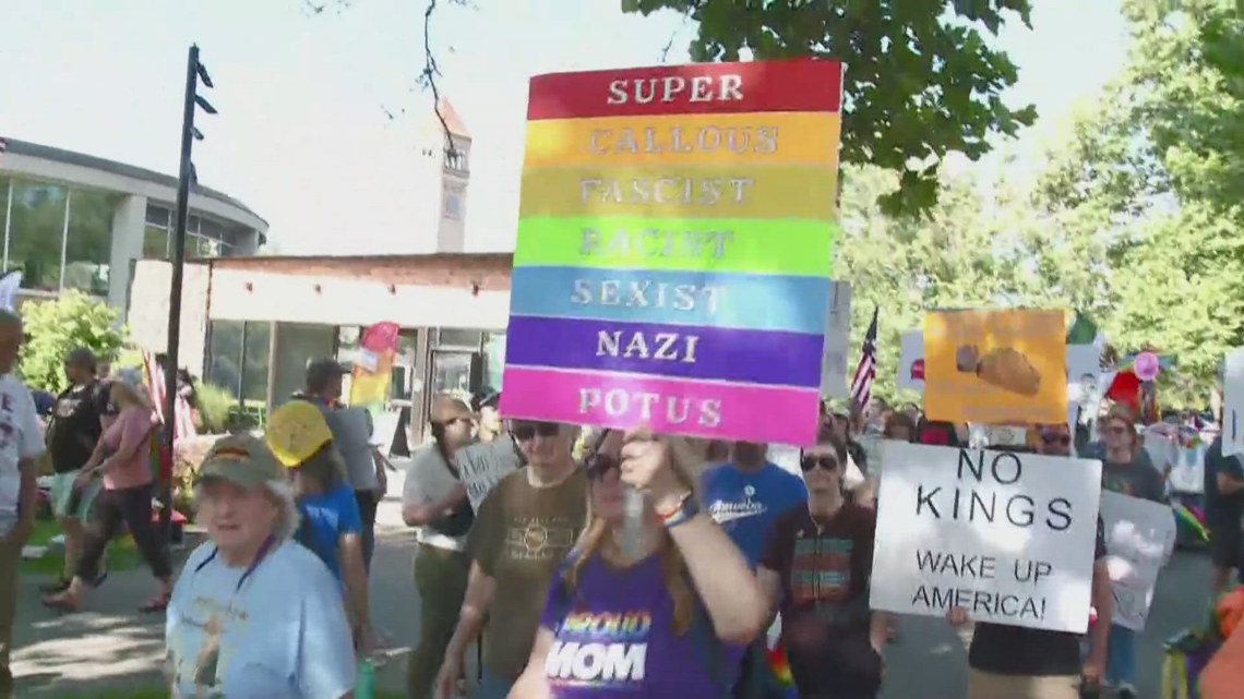 Thousands join nationwide 'No Kings' protest in downtown Spokane | krem.com