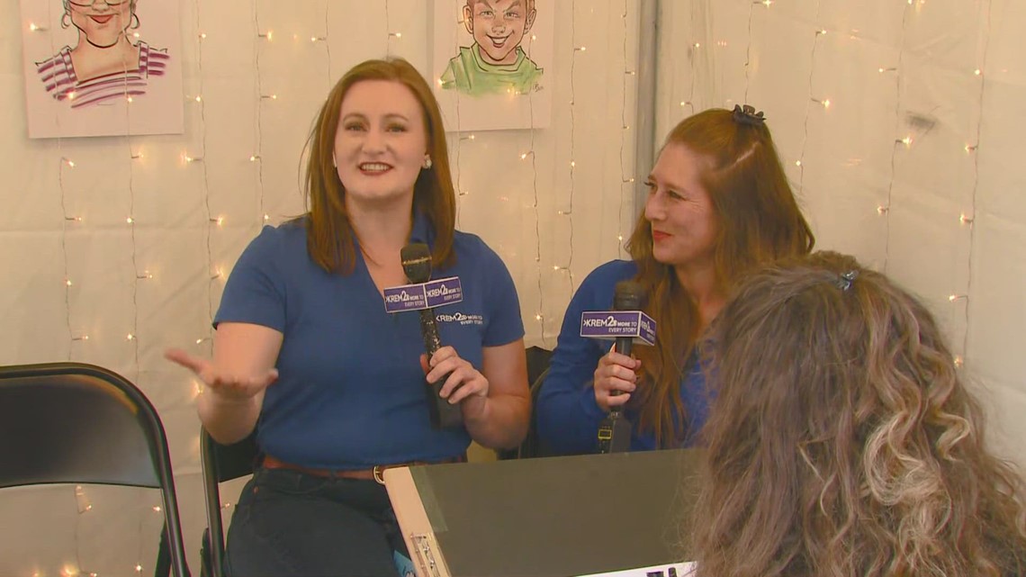 Cody and Michelle get their caricature portraits at the Spokane County ...