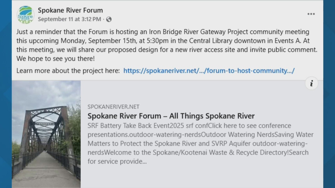 Spokane River Forum discussing river access site at Iron Bridge Monday ...