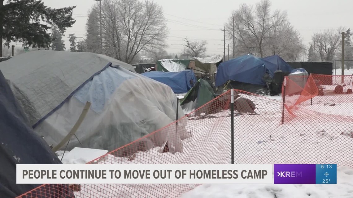 I-90 homeless encampment remains focused on clearing out camp | krem.com