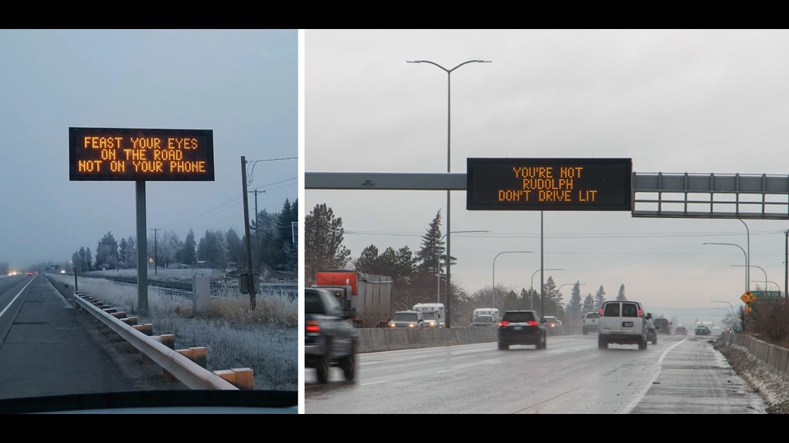 Photos: Festive WSDOT road signs promote safety | krem.com