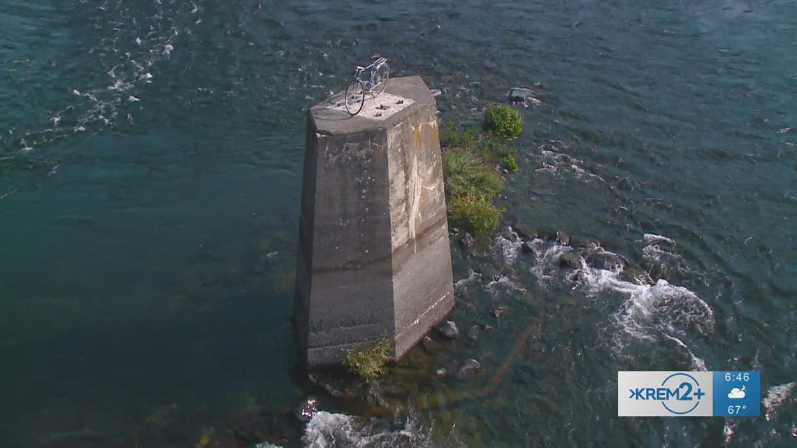 Mystery continues for bike sitting up on a concrete pillar on the ...