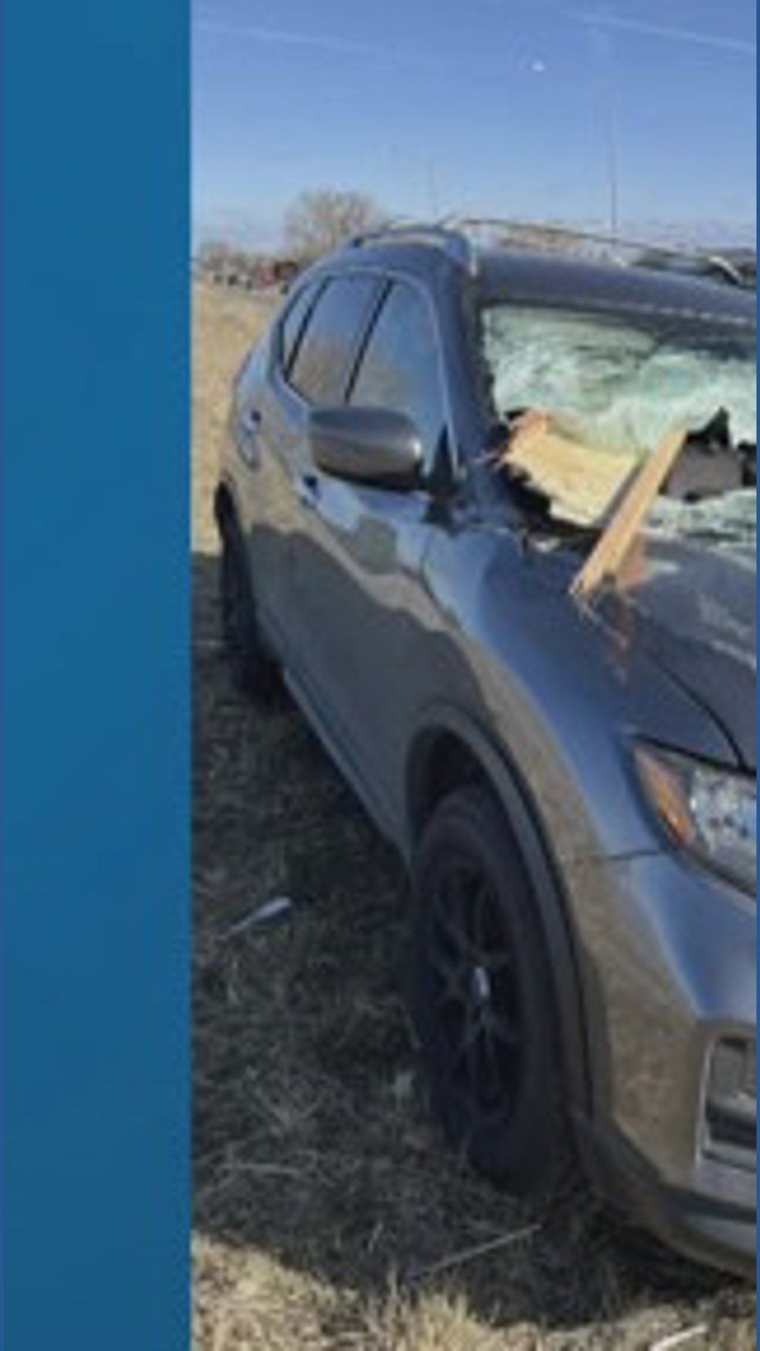 'Secure your load': Piece of wood rips through windshield after flying ...