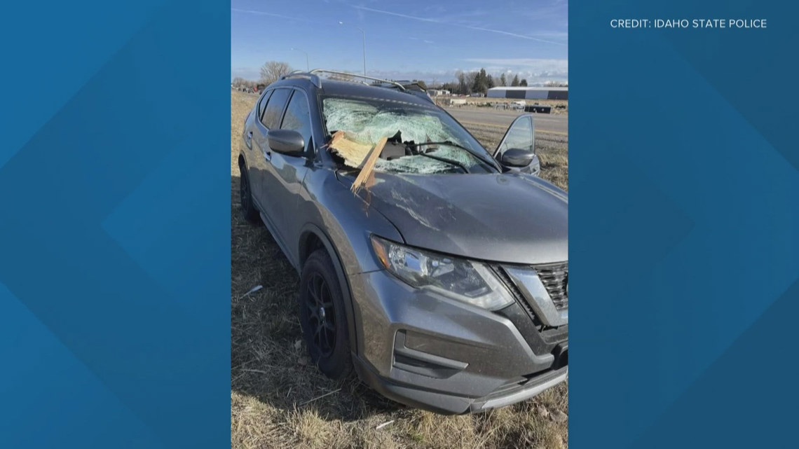 'Secure your load': Piece of wood rips through windshield after flying ...