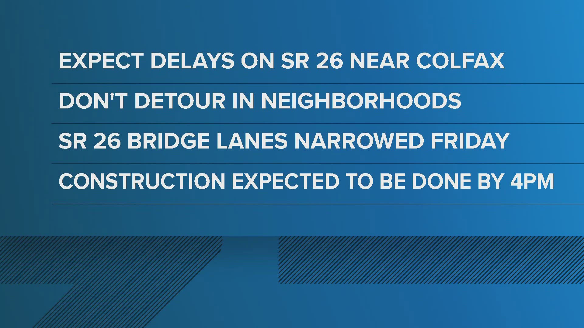 SR-26 Bridge narrowing for concrete barrier repair in Colfax | krem.com