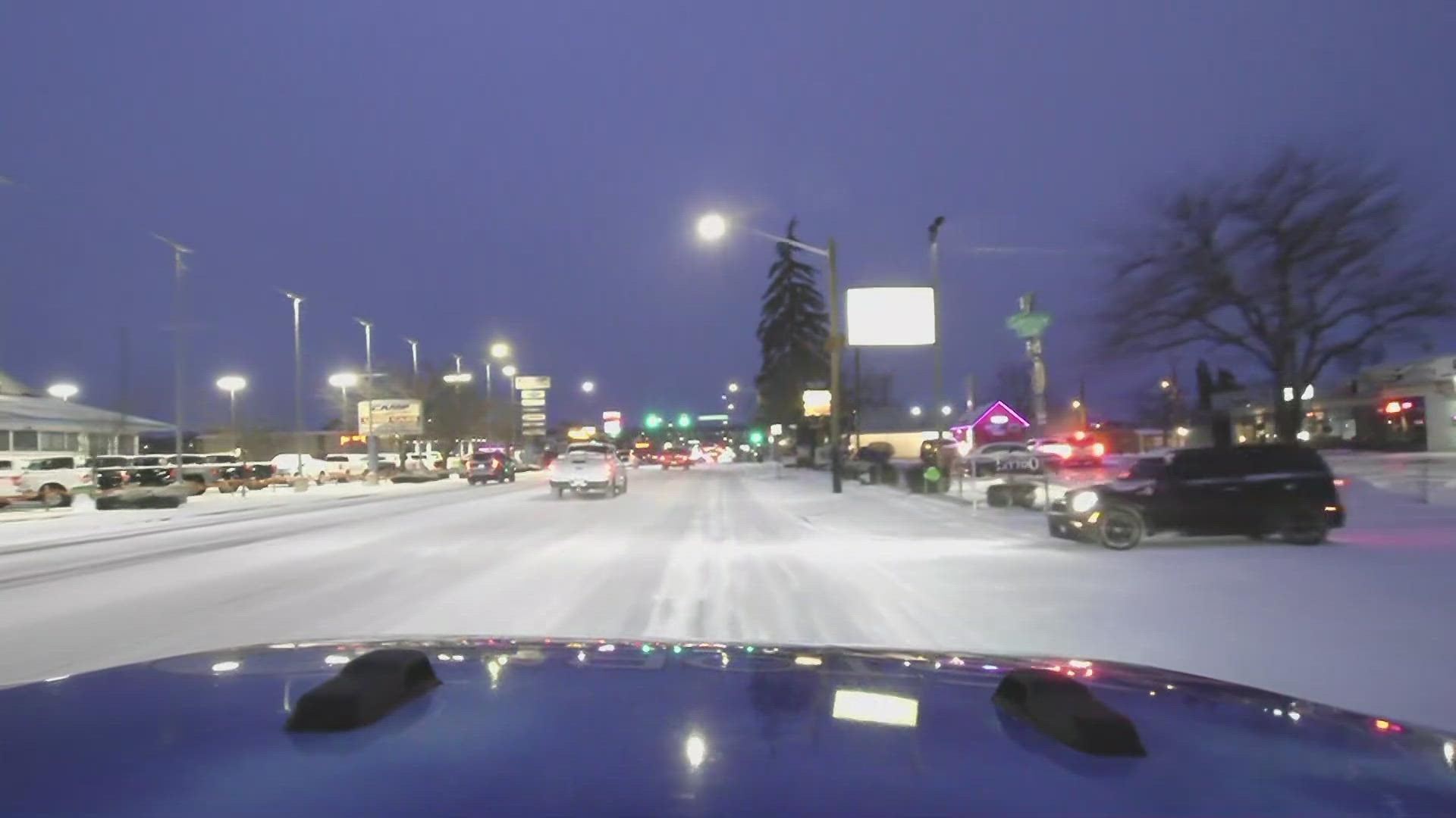 Snow-covered roads slow Wednesday morning commute in Spokane, Inland ...
