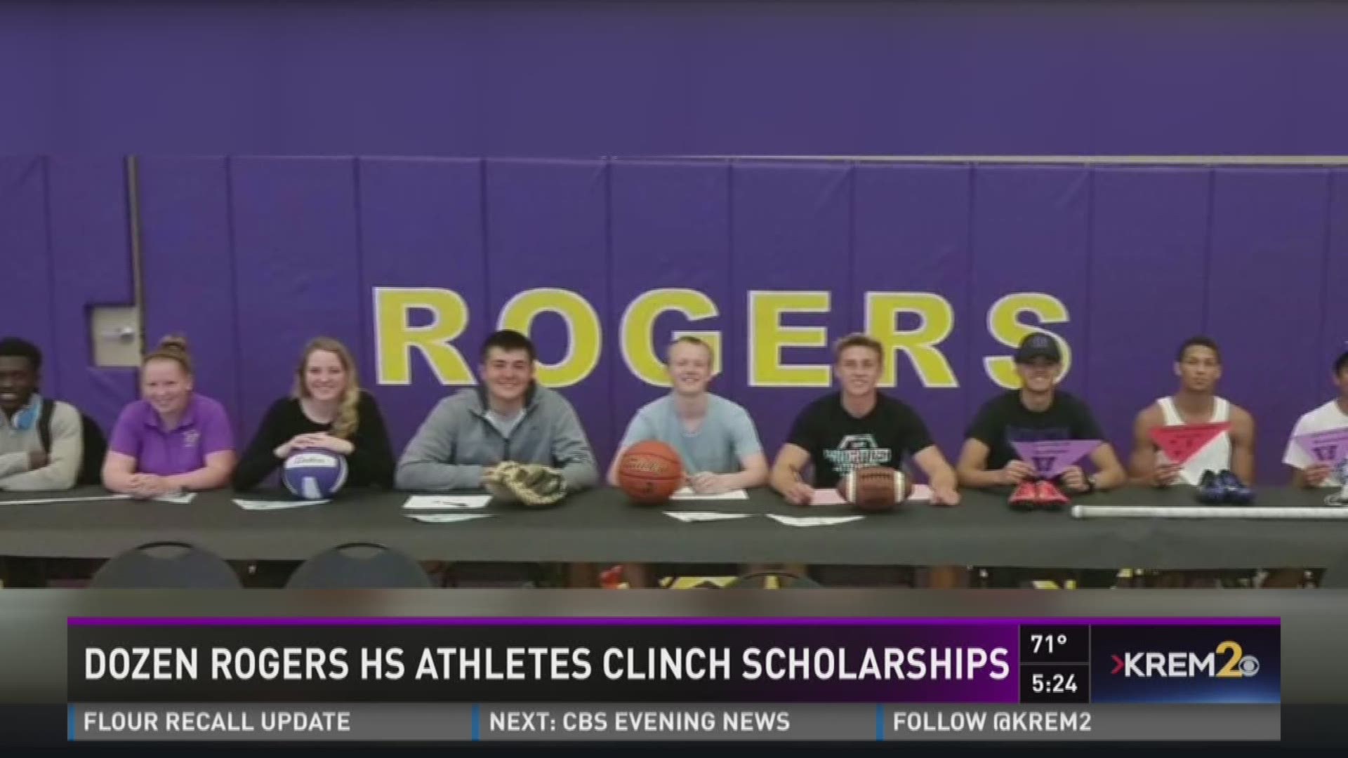 A dozen Rogers High School athletes clinch scholarships | krem.com