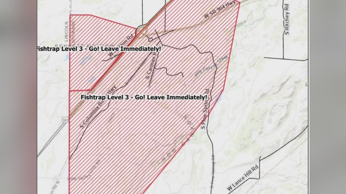 Level 3 evacuations in Fishtrap fire in Cheney | krem.com