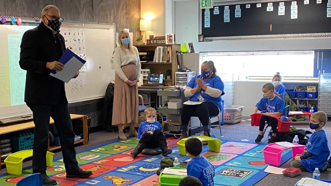 Gov. Inslee visits Spokane's Stevens Elementary School | krem.com