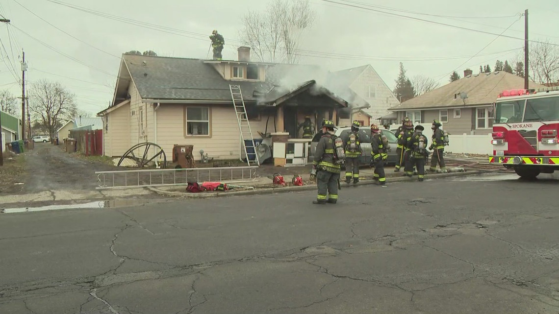 Firefighters battle house fire in Northwest Spokane | krem.com