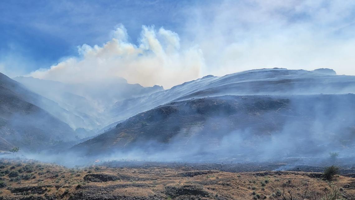 Crews battling 1,150-acre wildland fire in Whitman County | krem.com