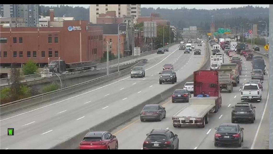 Crash blocks left lane of WB I-90 near downtown Spokane | krem.com