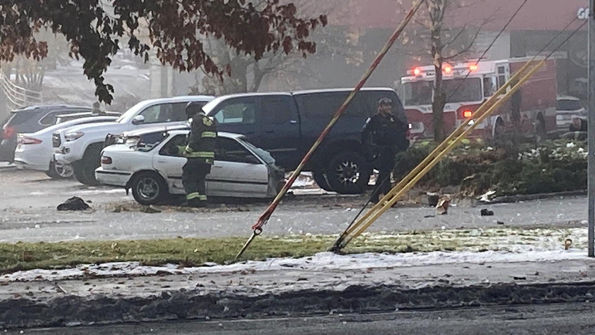 Car ripped in half after crash on Spokane's South Hill | krem.com