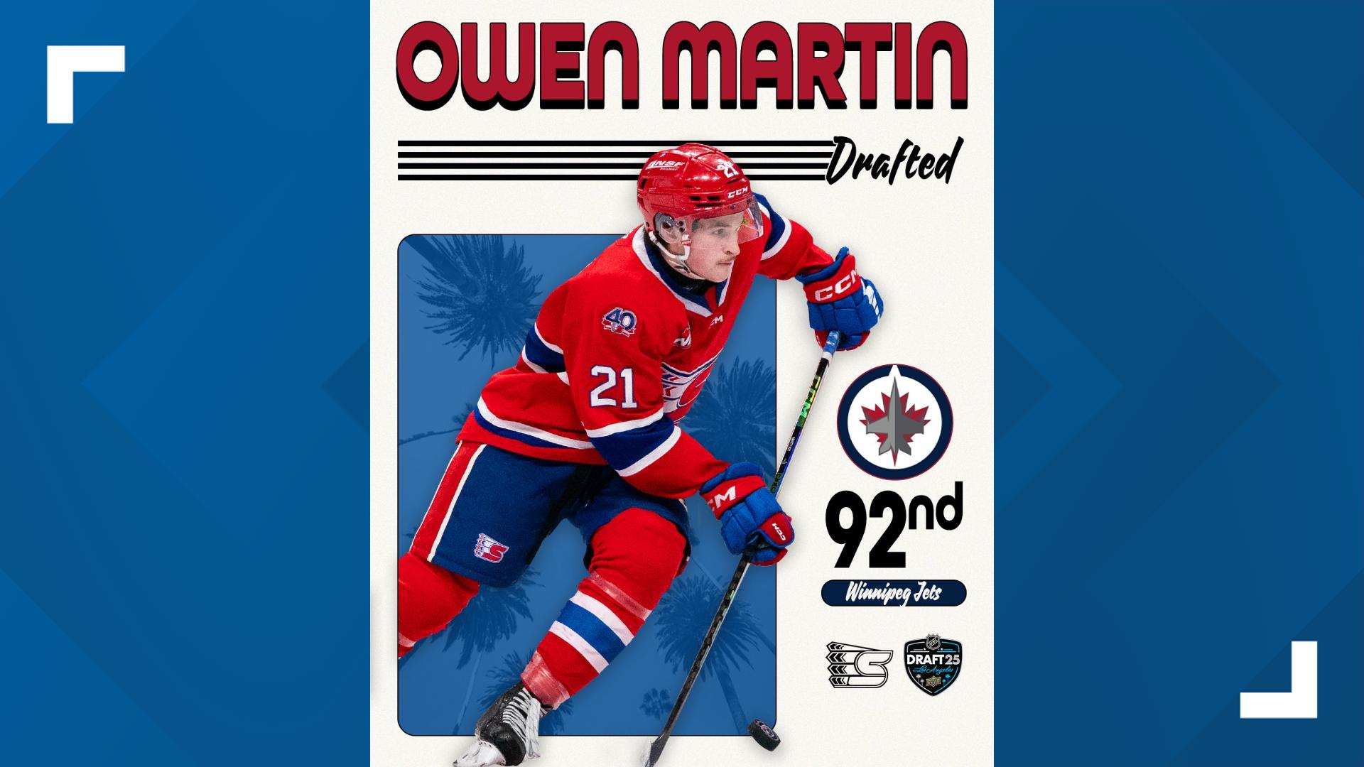 Chiefs forward Owen Martin drafted by Winnipeg Jets in 2025 NHL Draft ...
