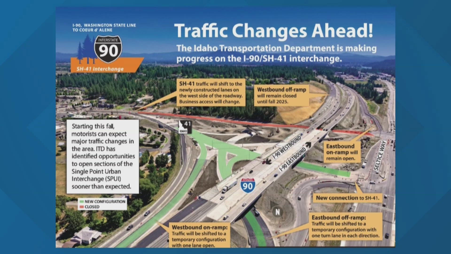 Post Falls I-90/SH-41 interchange to partially open on Friday | krem.com