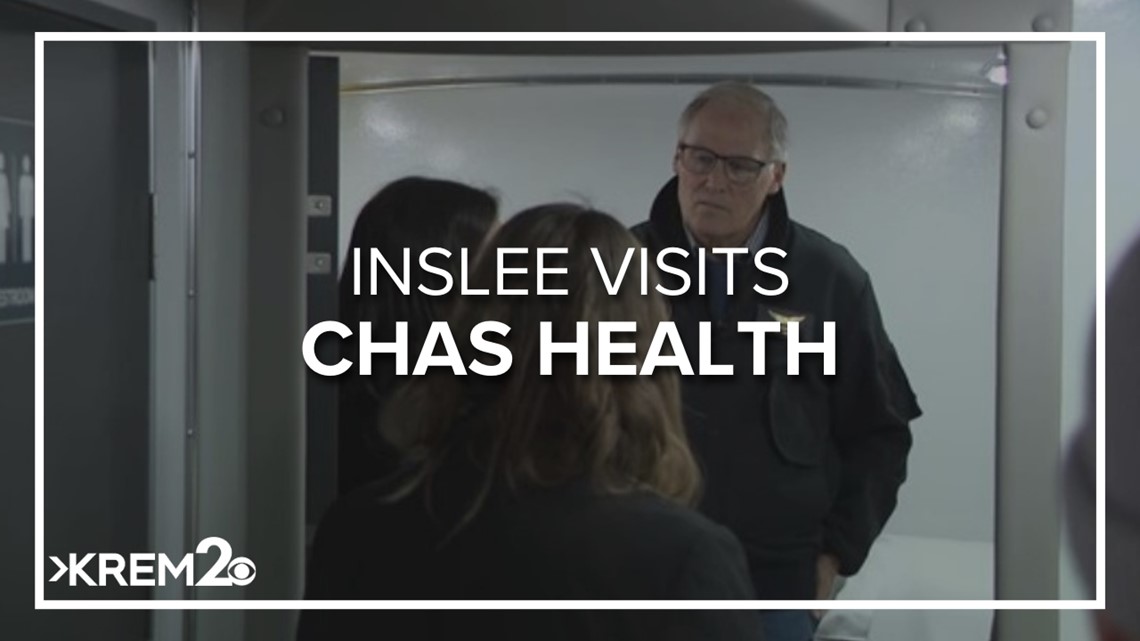 Gov. Inslee visits CHAS Health, praises Spokane for unhoused healthcare access | krem.com