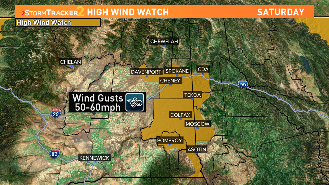High Wind Watch issued for Spokane on Saturday | krem.com