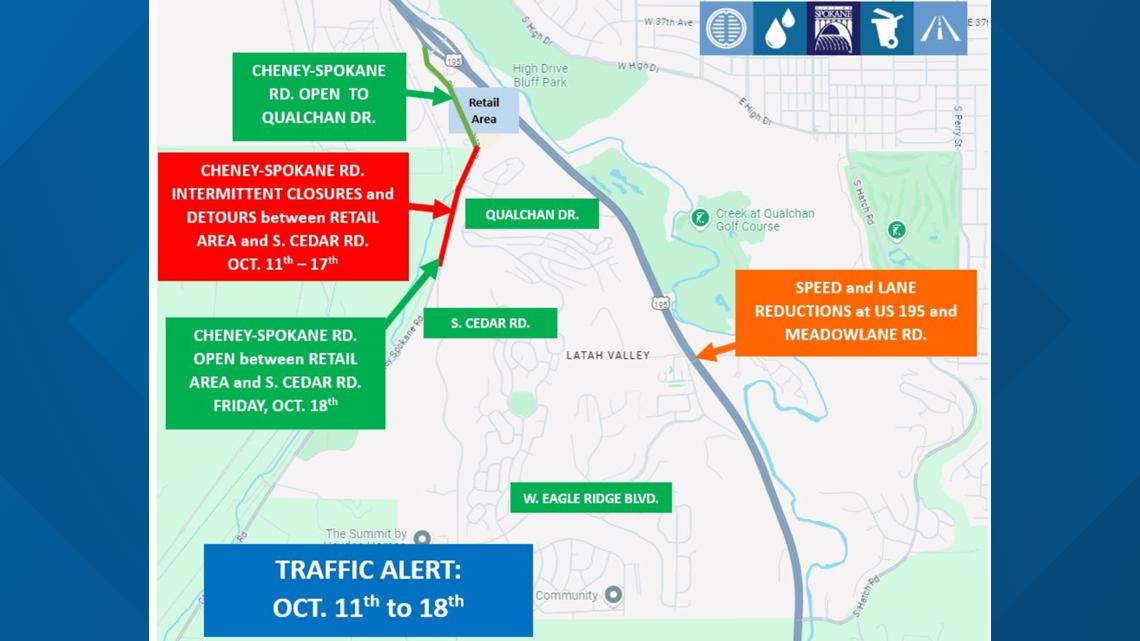 Cheney-Spokane Road closing on and off for final paving | krem.com