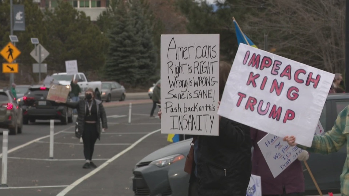 Spokane Indivisible protests outside Congressman Baumgartner's office ...