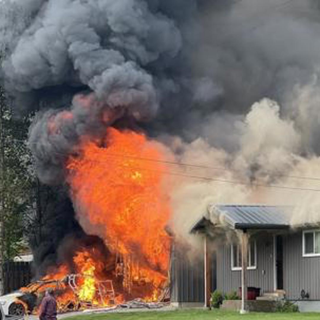 Fire destroys garage, damages house in Osburn, Idaho | krem.com