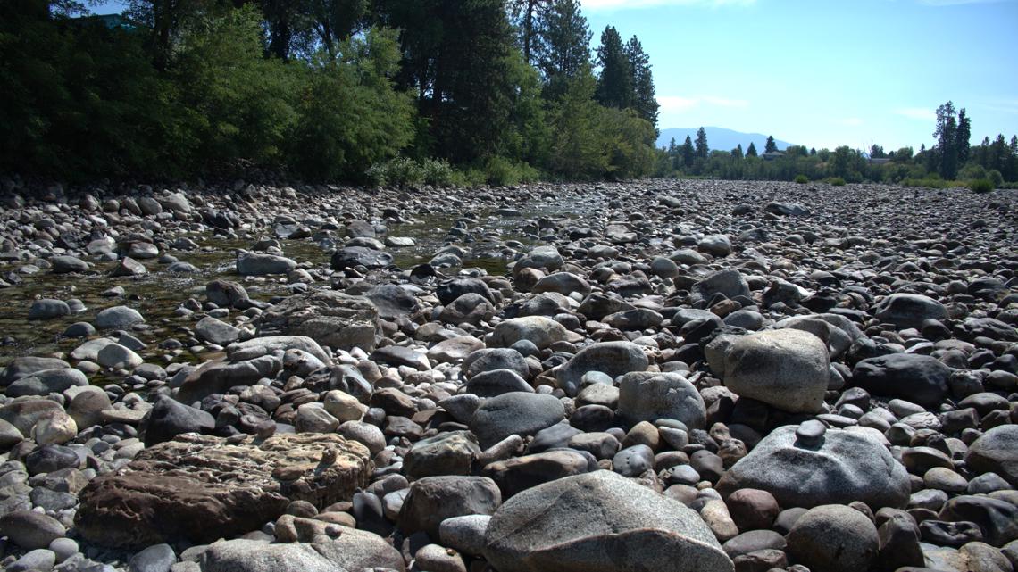Spokane River dried-up in Spokane Valley between Barker and Sullivan | krem.com