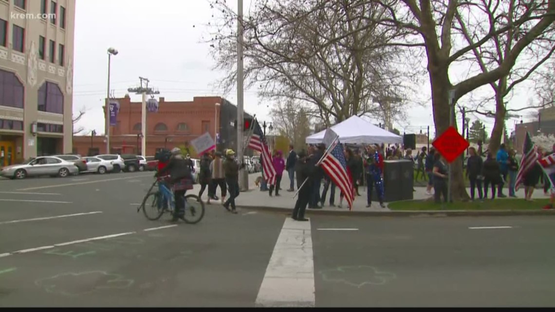 'We're open for business': Protesters, including Rep. Matt Shea, gather ...