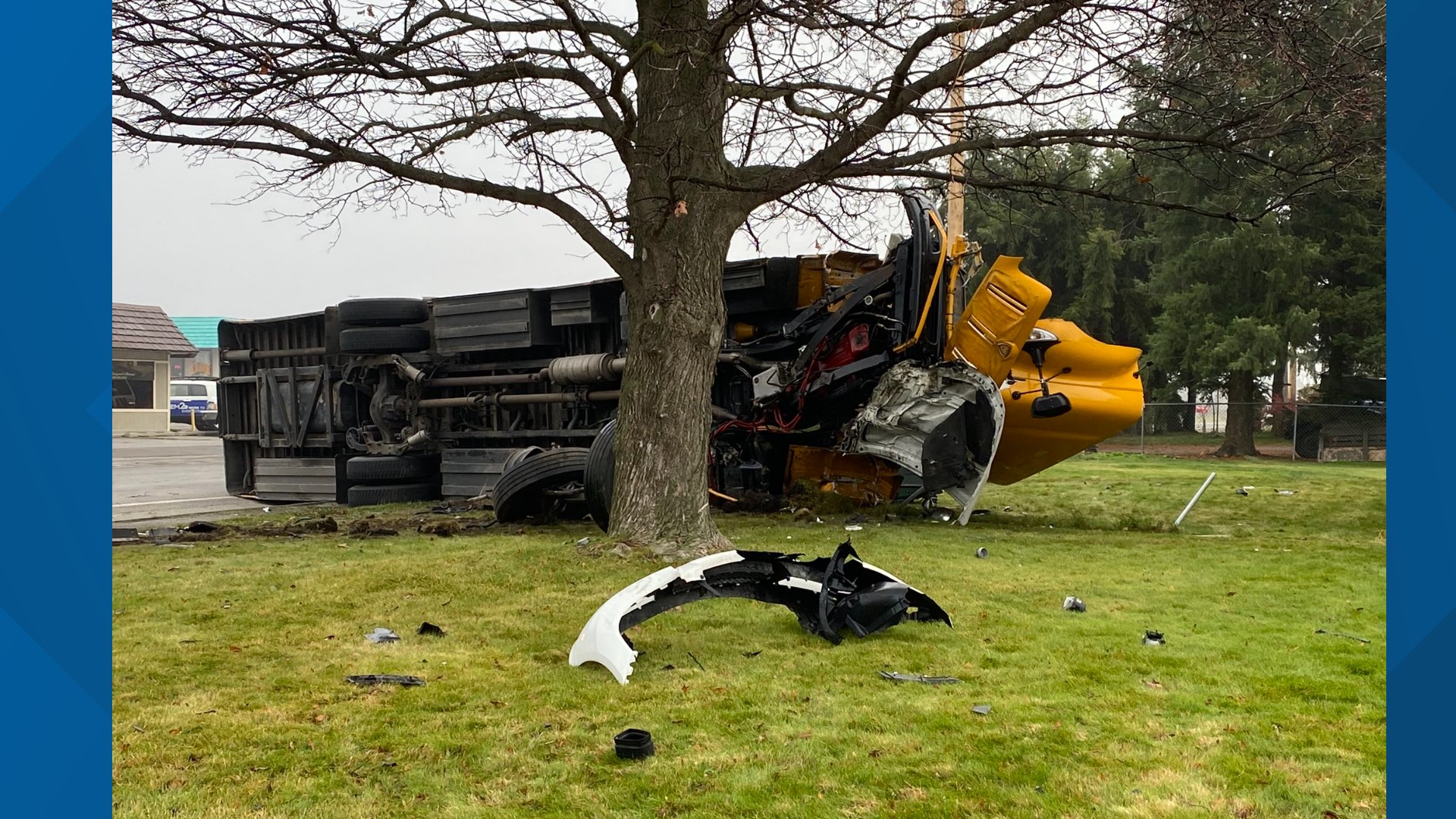 Photos of flipped East Valley School bus | krem.com