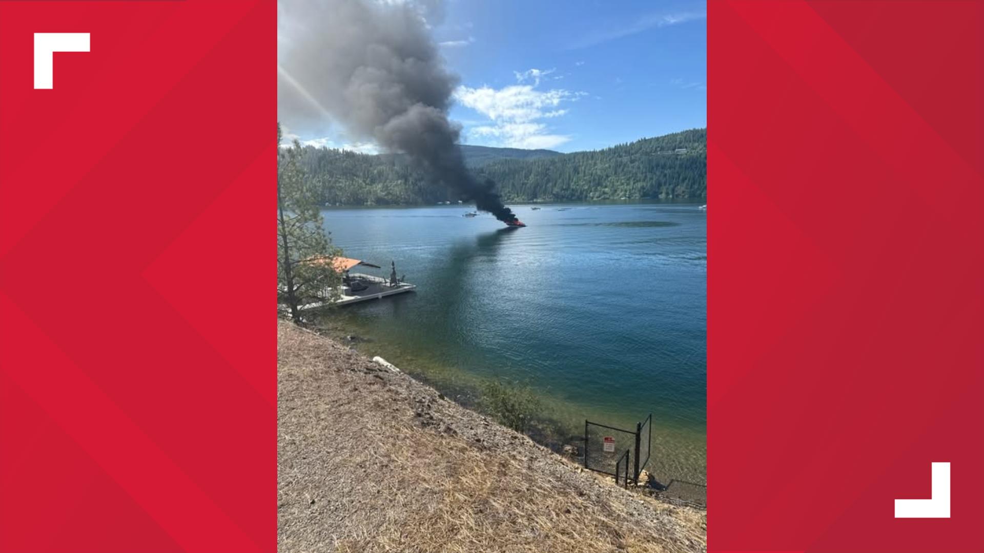 Boat catches fire near Higgins Point; No injuries reported | krem.com