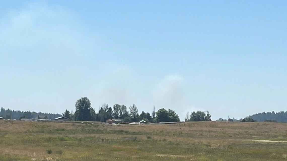 Fire crews tackle blaze on Cheney-Spokane Road | krem.com