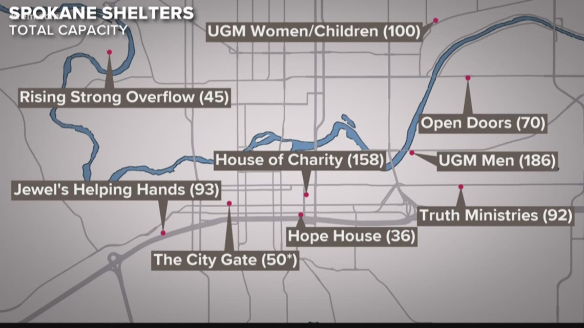 Spokane's shelters reaching capacity as temps drop | krem.com