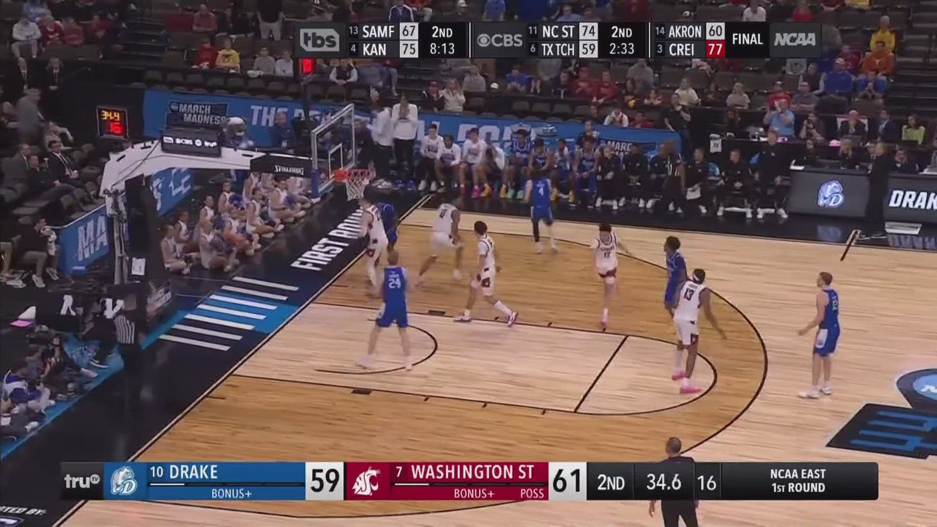 Washington State survives maddening 2nd half to beat Drake 66-61 in ...