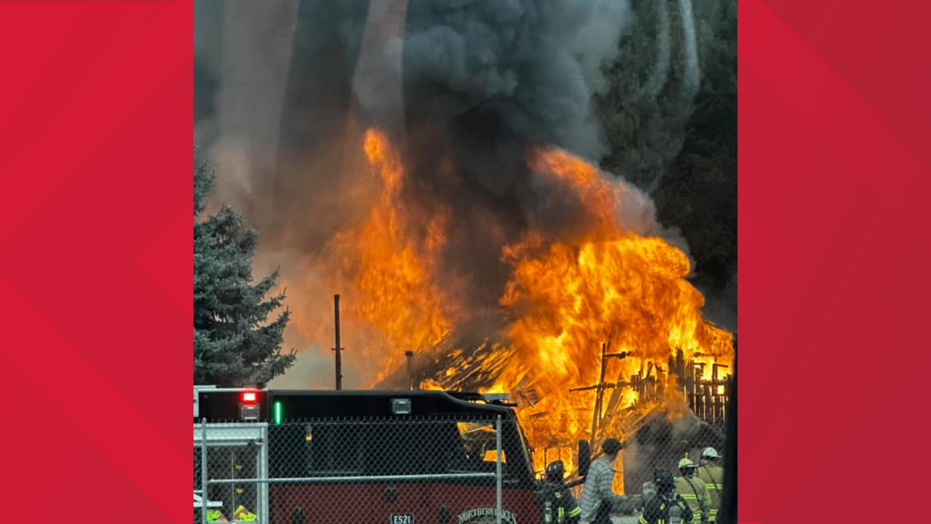 Big fire breaks out at Wolf Lodge Inn in Coeur d'Alene | krem.com