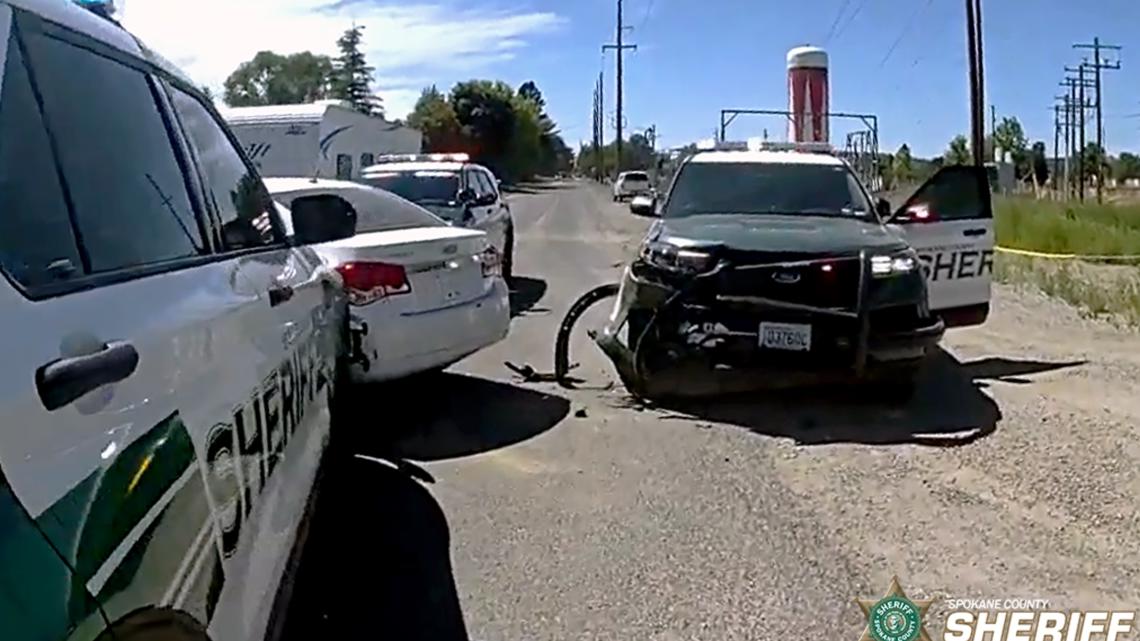 Man arrested after chase, crash into Spokane County Sheriff's Office ...