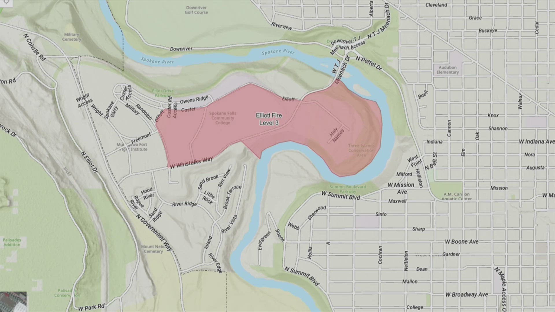 The Elliott Fire is burning near the Meenoch Bridge, causing level ...
