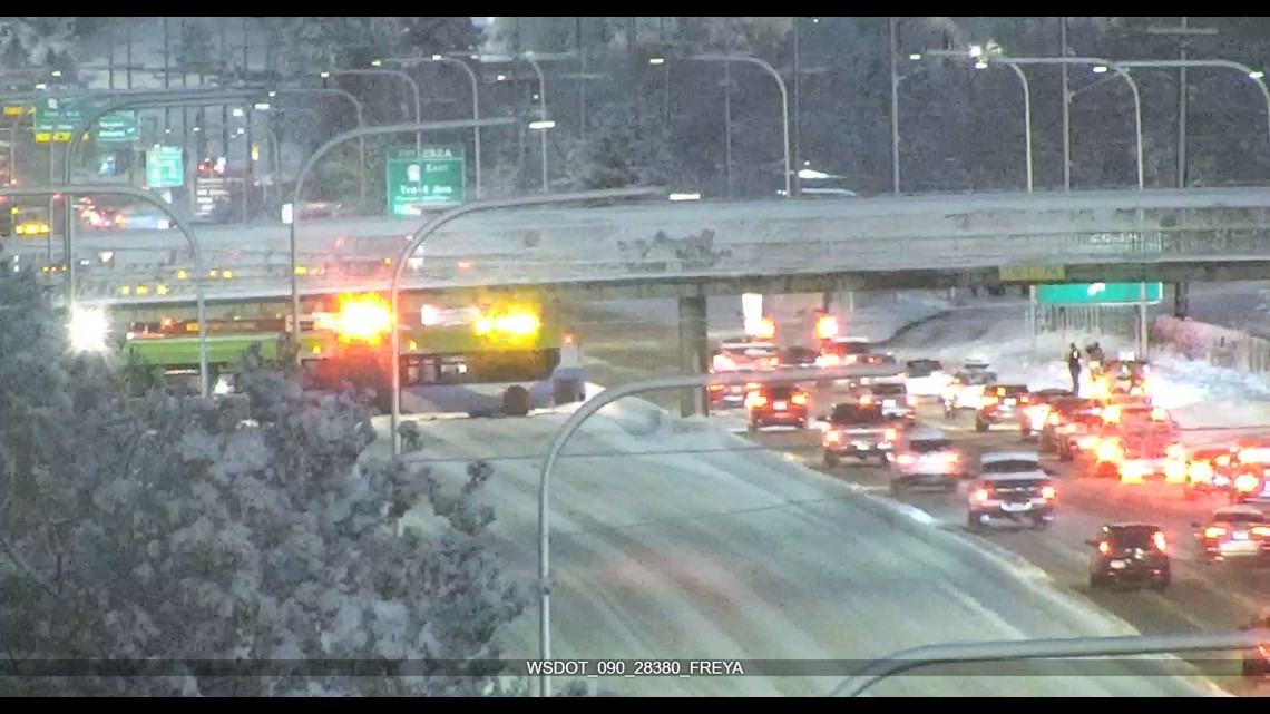 Snow slows traffic across Spokane, Inland Northwest | krem.com