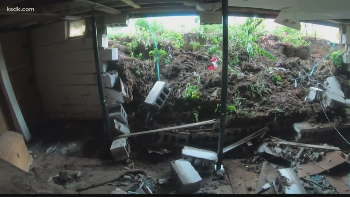 Basement wall collapses after flooding | krem.com