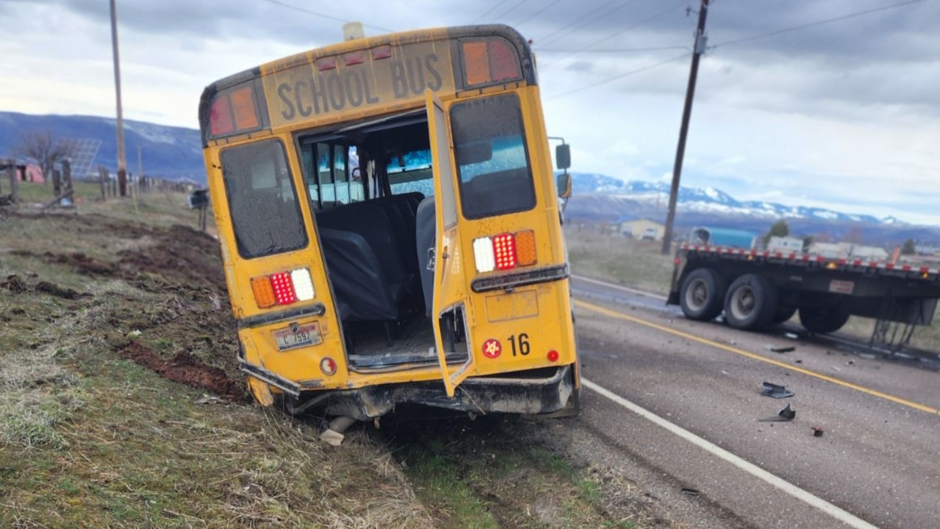 Semi-truck crashes into school bus in Idaho on Monday | krem.com