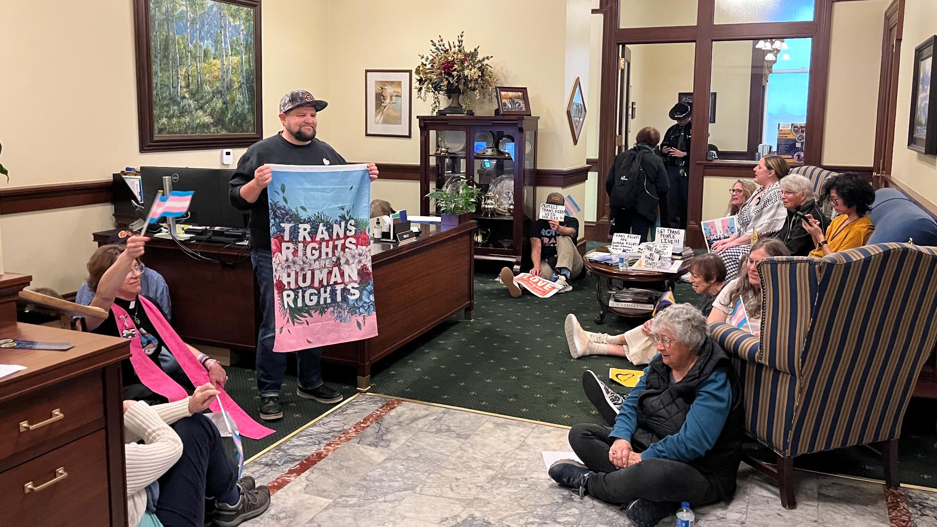 Protesters arrested after a ‘sit-in’ at governor's office against Idaho ...