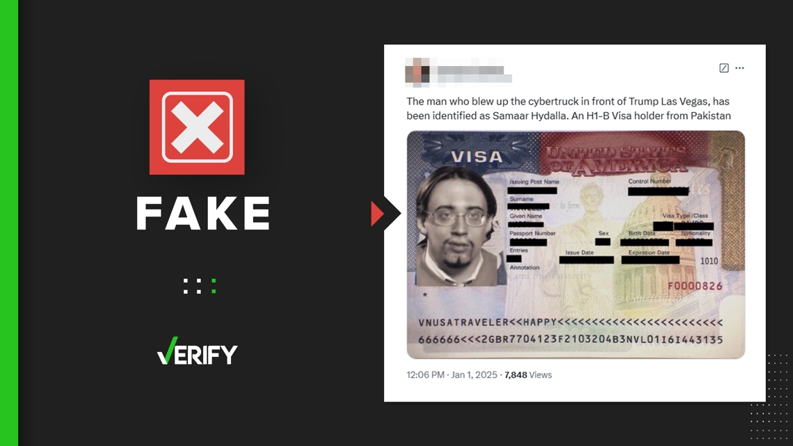 Manipulated visa falsely identifies Cybertruck Trump hotel bomber ...