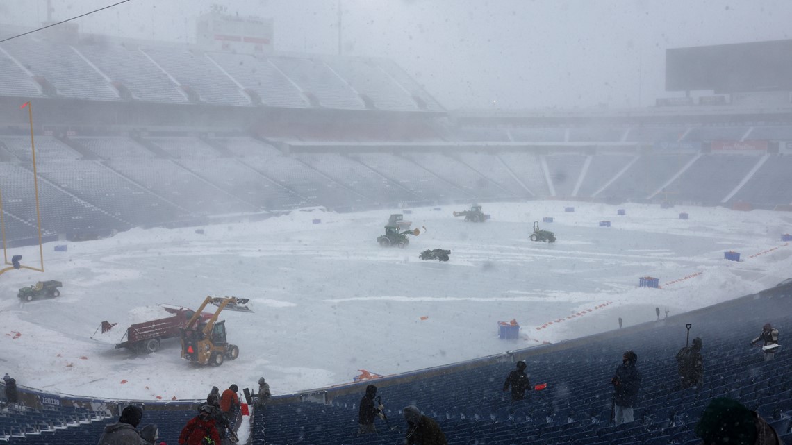 Snow-covered stadium for Bills' playoff game vs. Steelers | krem.com